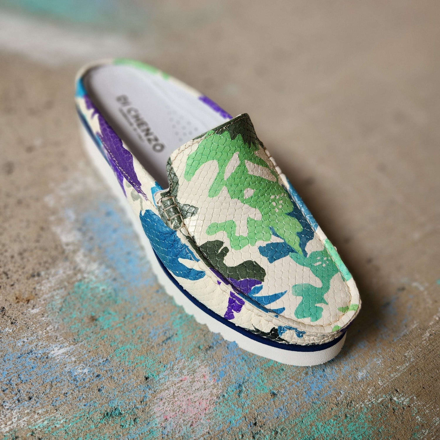 Di Chenzo - Jungle Print Slide Loafer, Loafer, DICHENZO, Plum Bottom