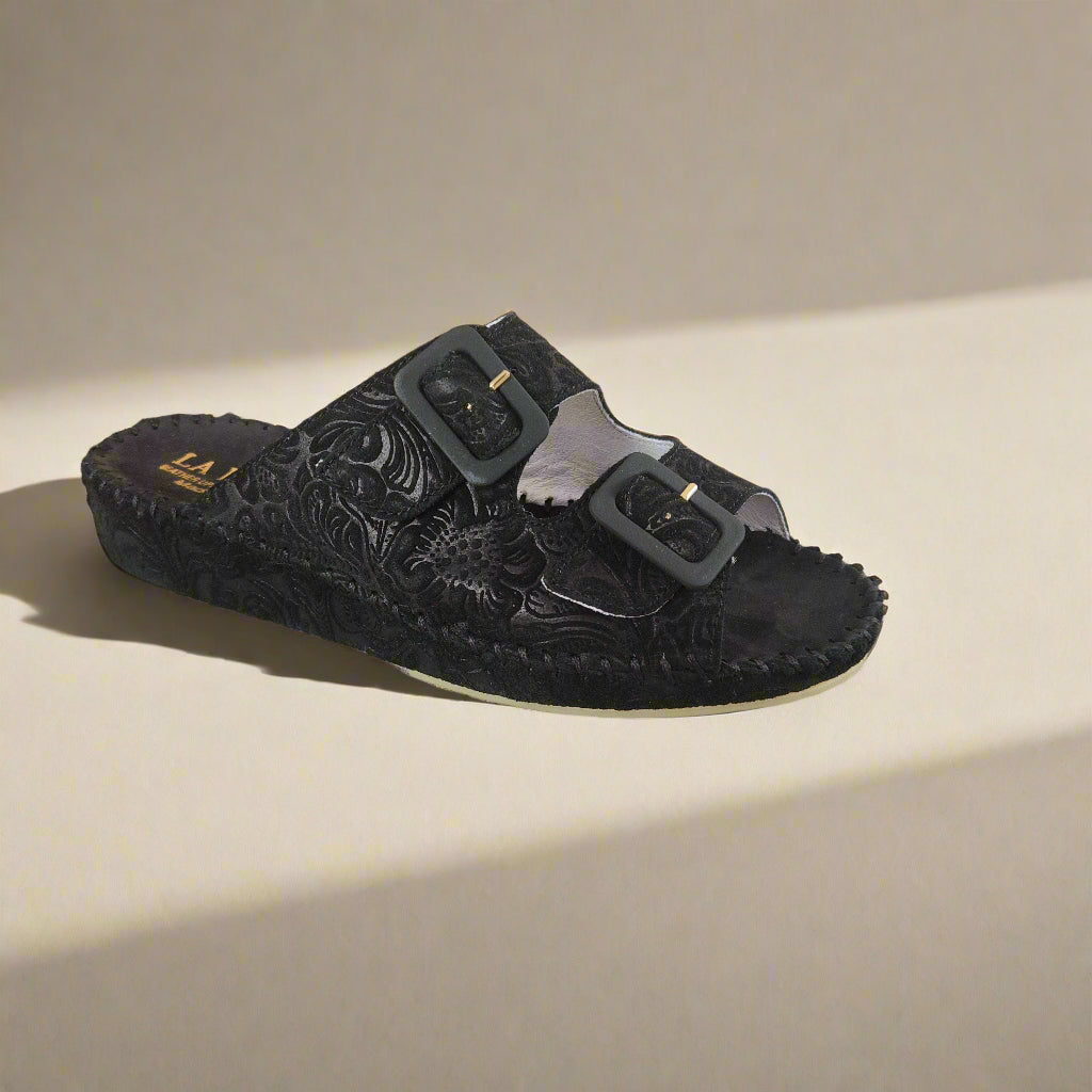 Eric Michael - Jen Tooled Nubuck, Sandal, Eric Michael, Plum Bottom